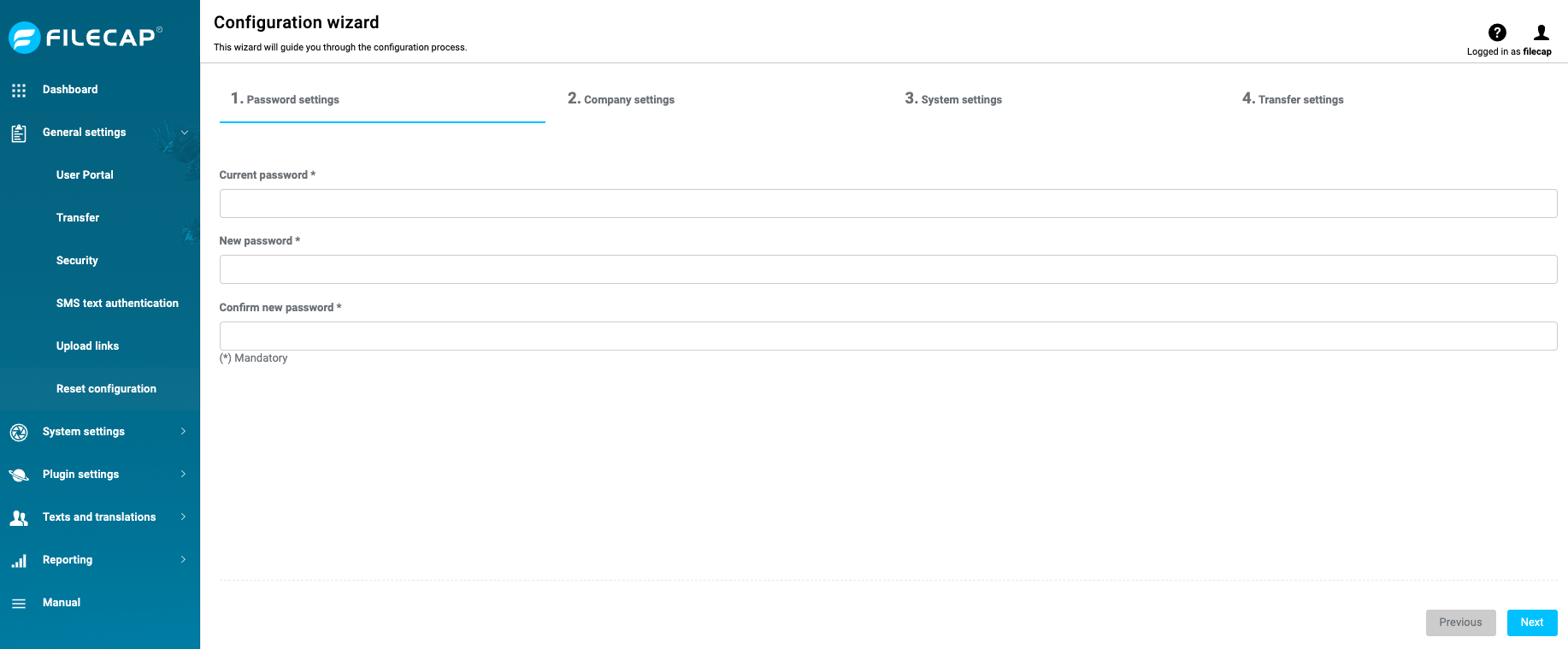 Installation wizard | FileCap