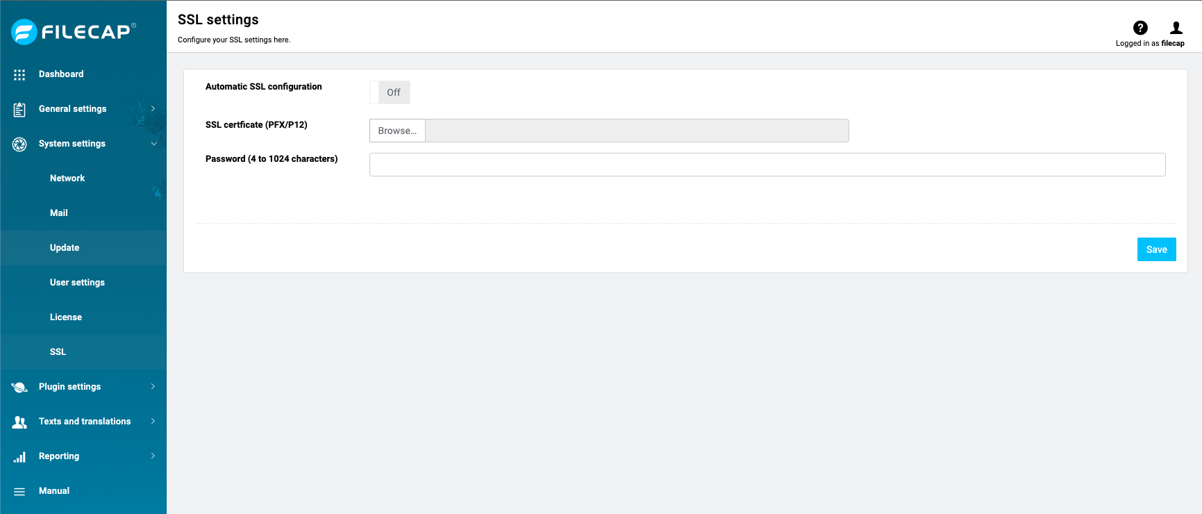 SSL Settings | FileCap